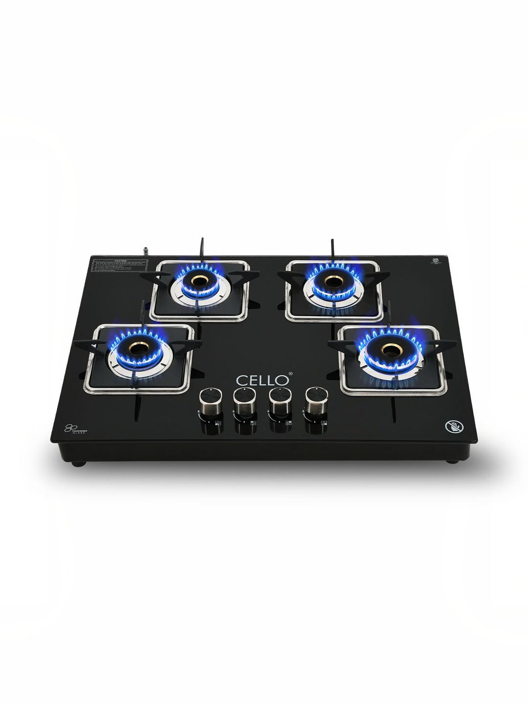 Buy Cello Black Glass LPG 4 Burner Gas Stove - Gas Stove for Unisex ...