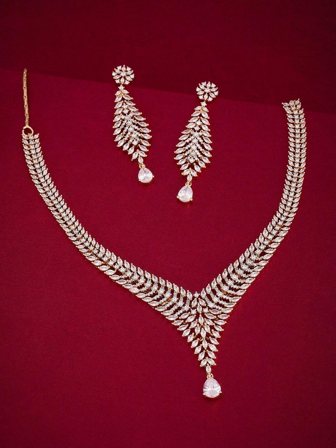 Buy Kushal's Fashion Jewellery Gold Plated Cubic Zircon Studded ...