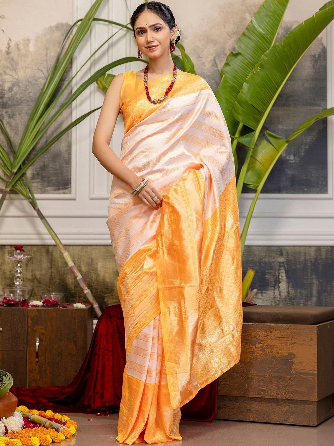 Buy Satrani Woven Design Zari Silk Blend Saree - Sarees for Women ...