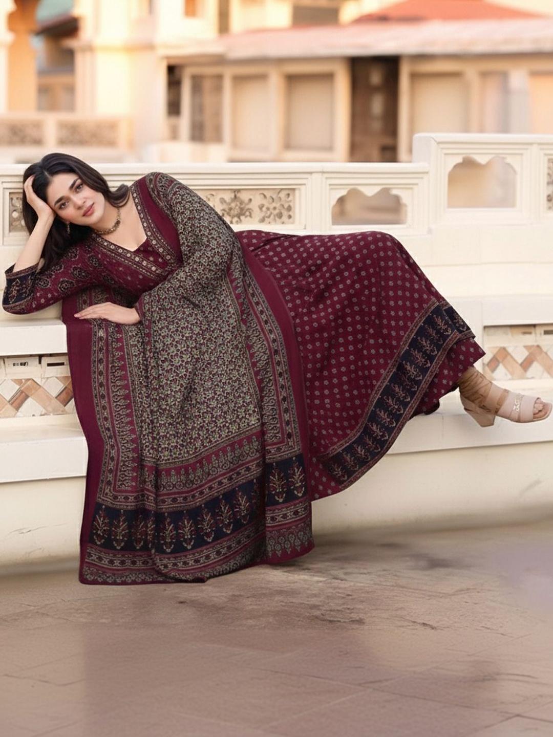 Buy KALINI Women Ethnic Motifs Printed Regular Sequinned Kurta With ...