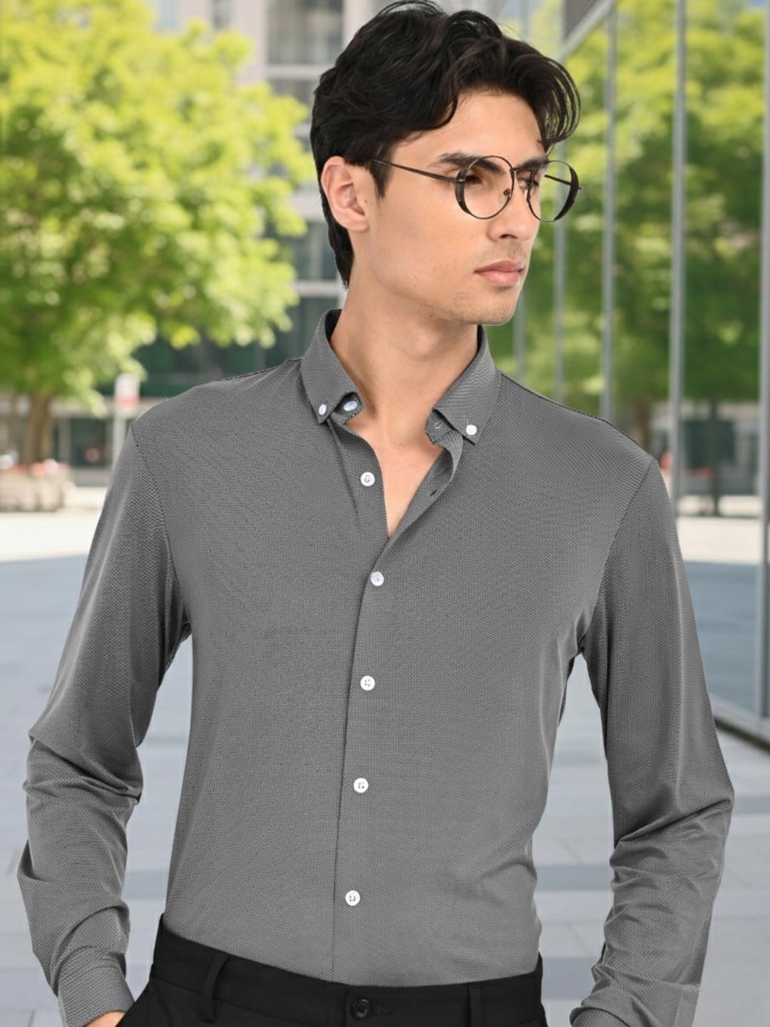 Buy FORMAL FACTORY Men Non Iron Regular Fit Dot Texture Formal Shirt ...