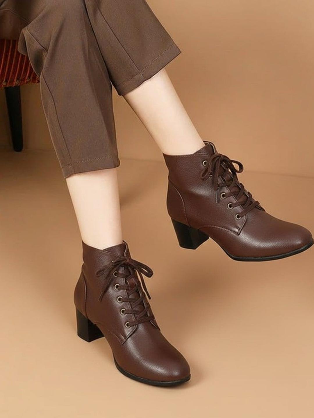 Buy Neso Solid Synthetic Leather Boots - Boots for Women 38766544 | Myntra