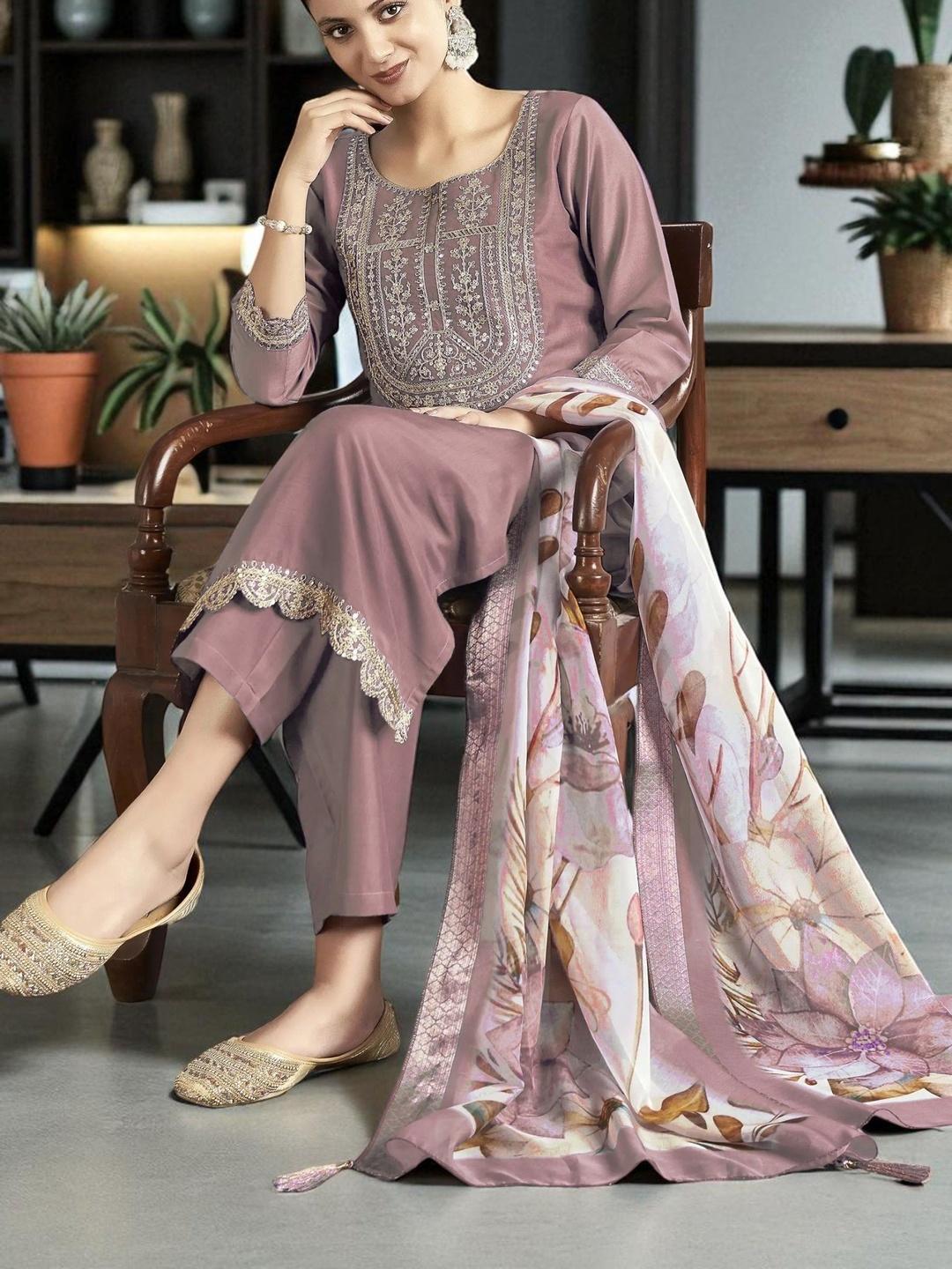 Buy SPANGEL FASHION Women Floral Embroidered Regular Thread Work Kurta ...