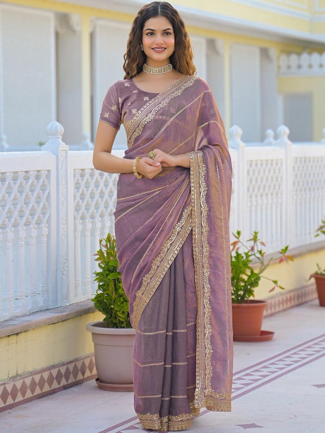 Buy Satrani Woven Design Zari Pure Chiffon Heavy Work Saree - Sarees ...