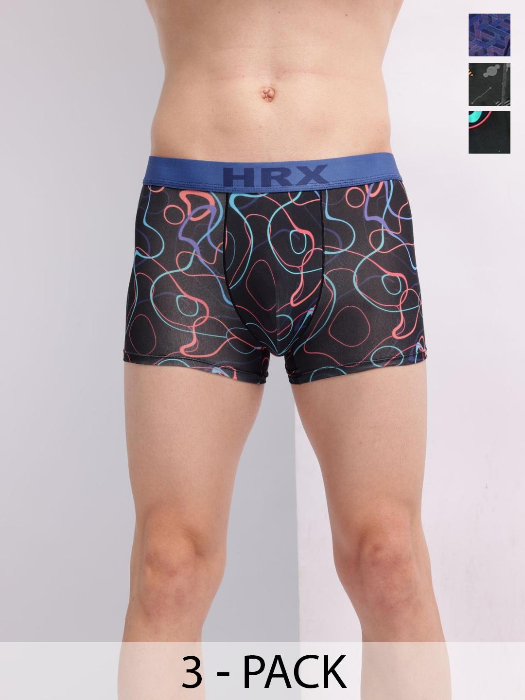 Buy HRX By Hrithik Roshan Pack Of 3 Printed Short Trunk - Trunk for Men ...