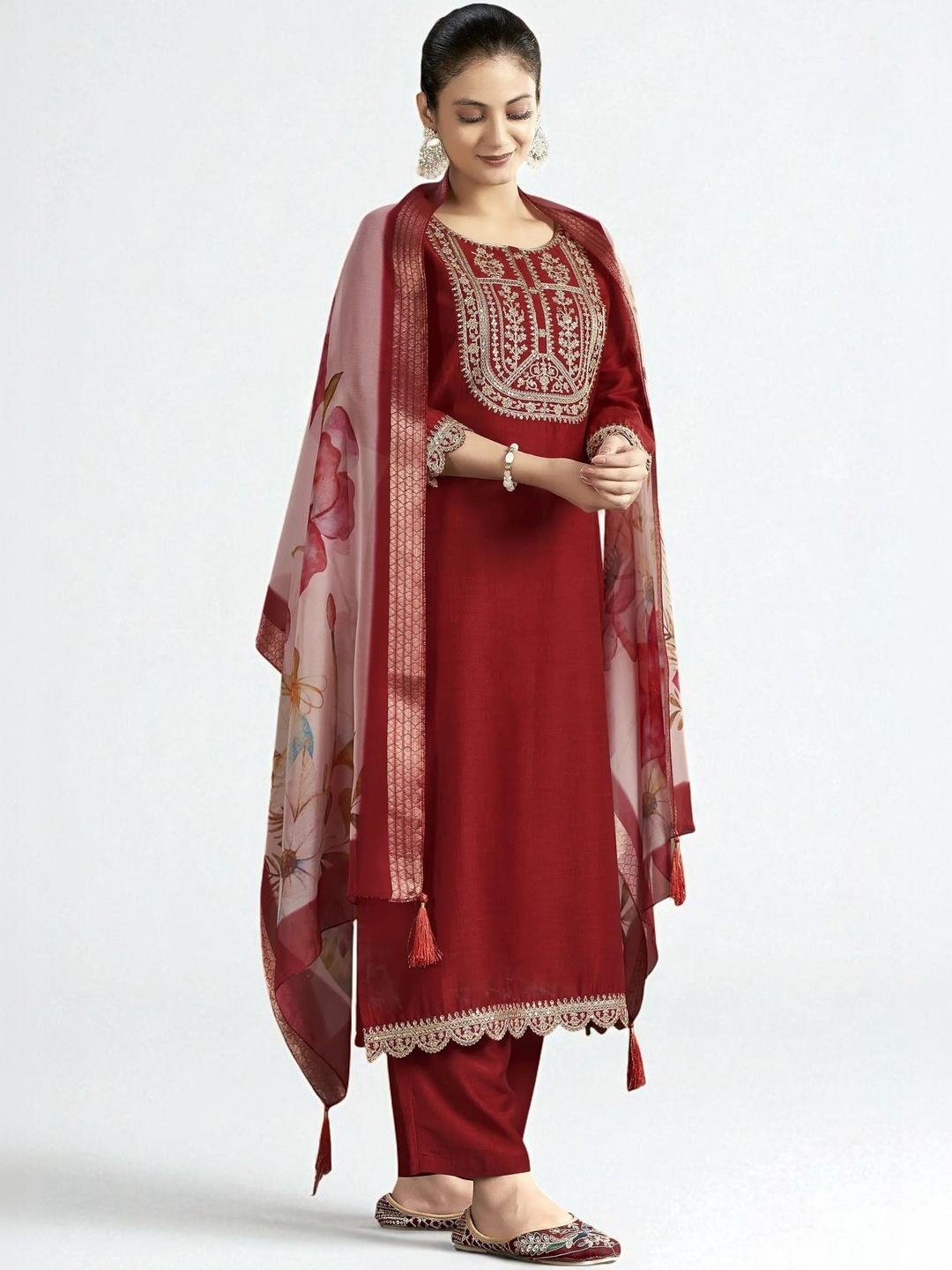 Buy SPANGEL FASHION Women Floral Embroidered Regular Thread Work Kurta ...