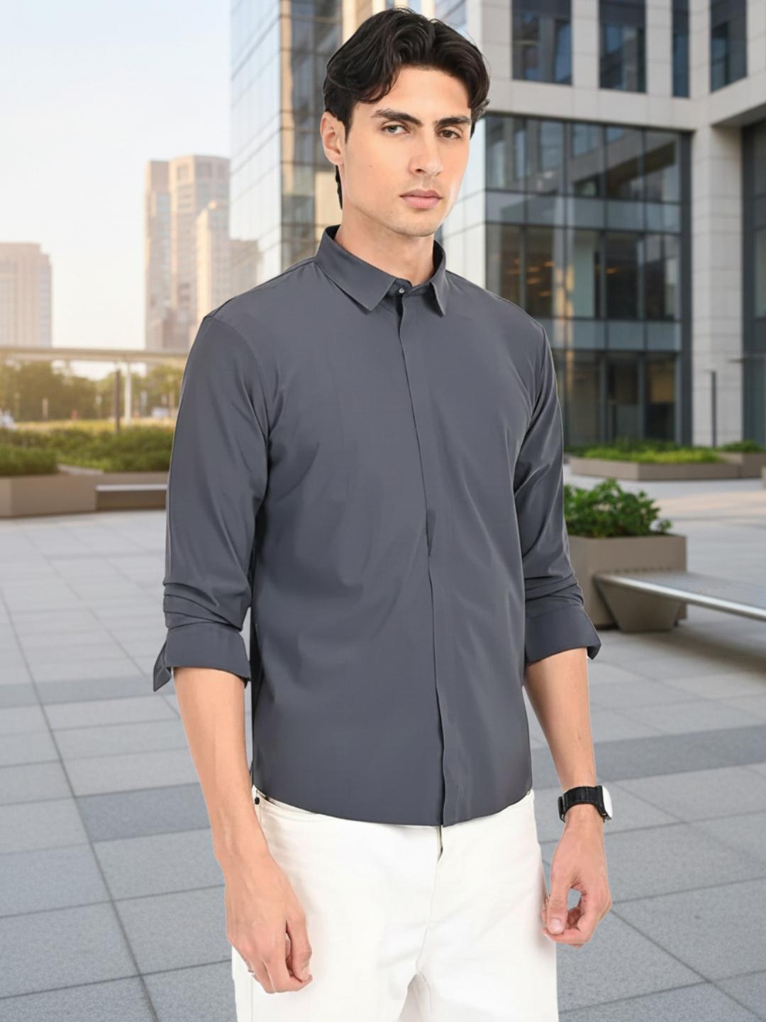 Buy FORMAL FACTORY Men's Non Iron Regular Fit Corporate Shacket ...
