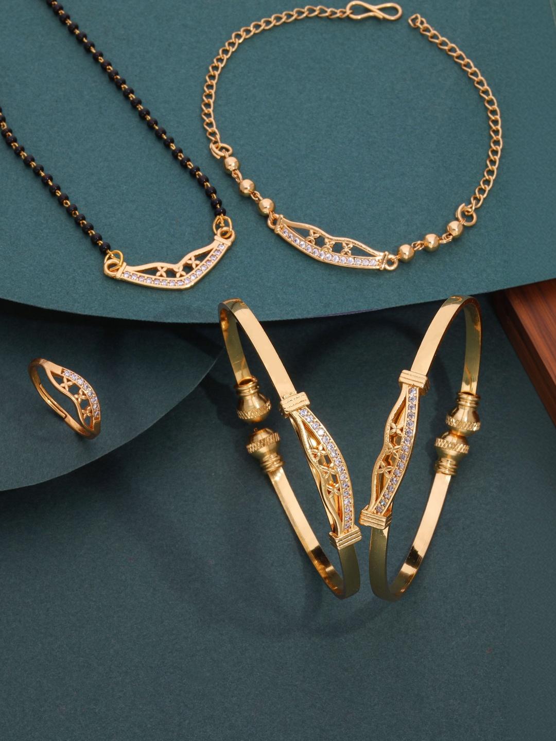 Buy DressBerry 5 Pcs Gold Plated American Diamond Studded Mangalsutra ...