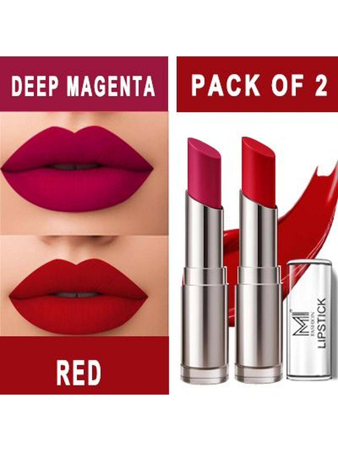 Buy MI FASHION Set Of 2 Power Matte Lipsticks 6 G Each Red - Lipstick ...