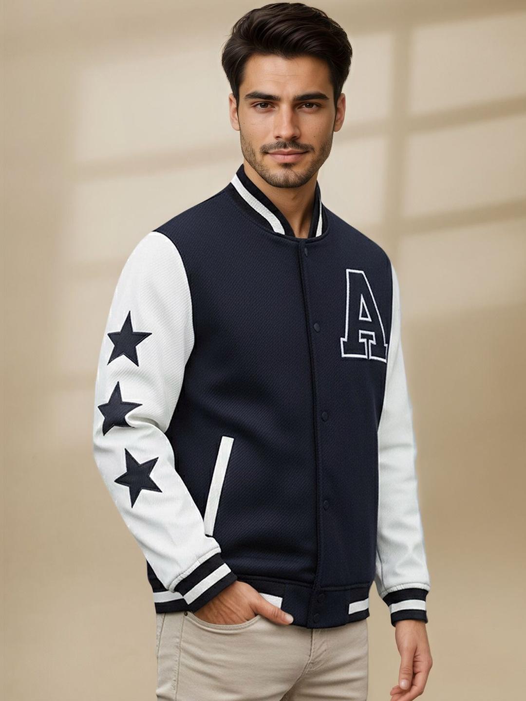 Buy The Roadster Lifestyle Co Self Design Mandarin Collar Varsity ...