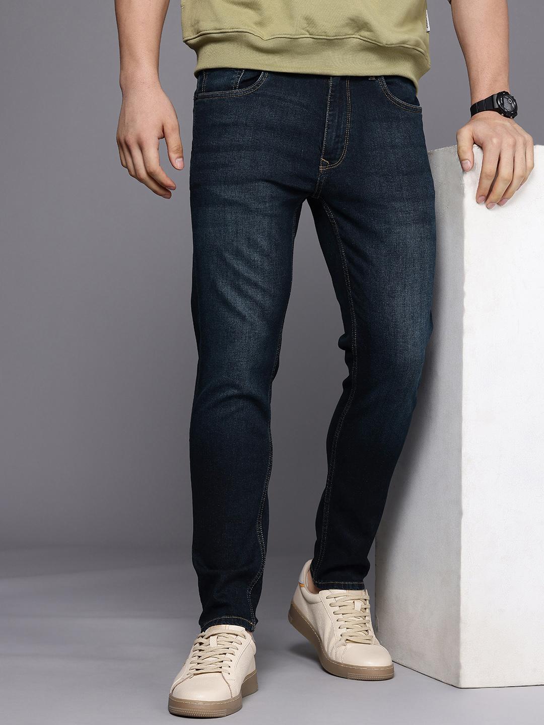 Buy Louis Philippe Jeans Men Smart Tapered Fit Mid Rise Light Fade ...