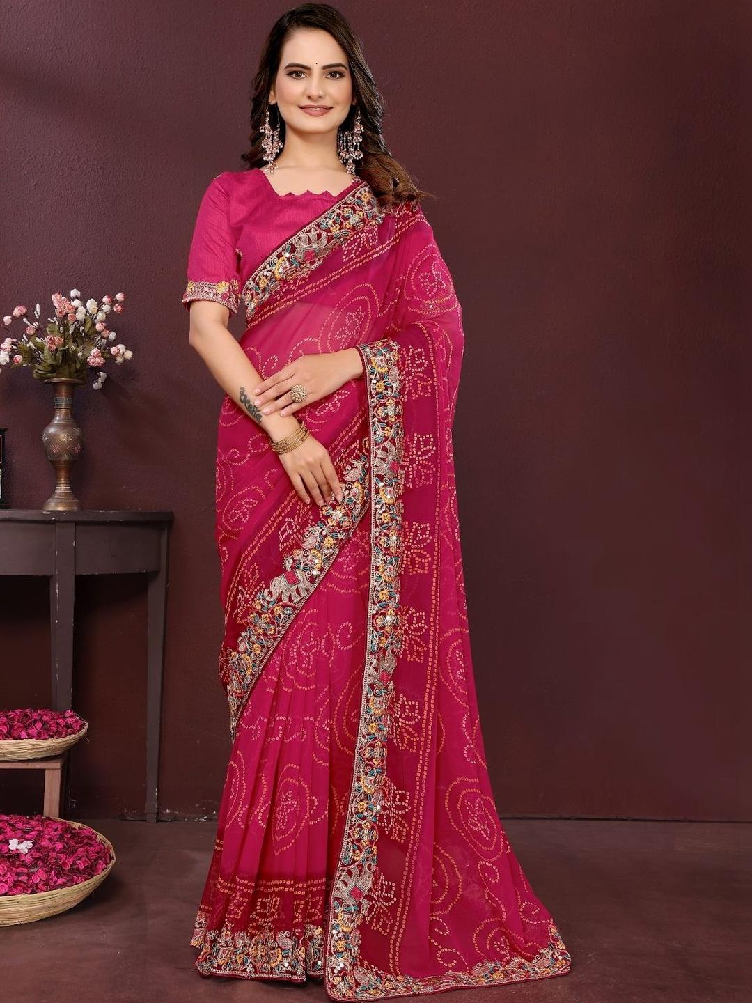 Buy Rare Bello Ethnic Motifs Mirror Work Poly Georgette Heavy Work ...