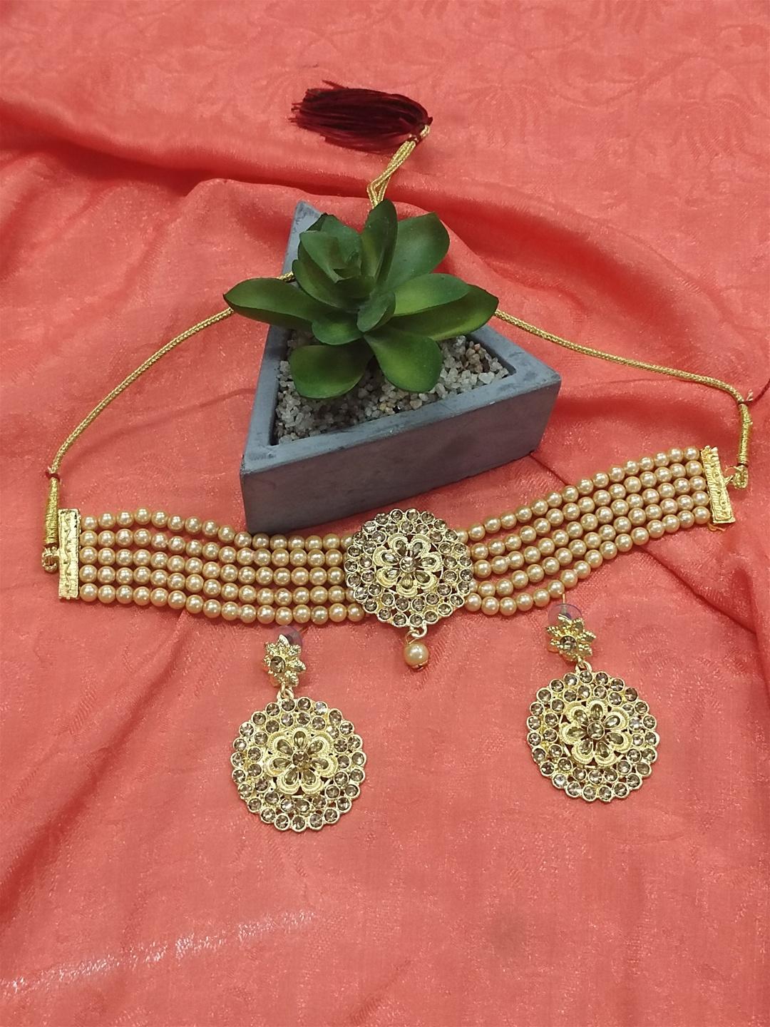 Buy JSStyle Gold Plated Stone Studded Jewellery Set - Jewellery Set for ...