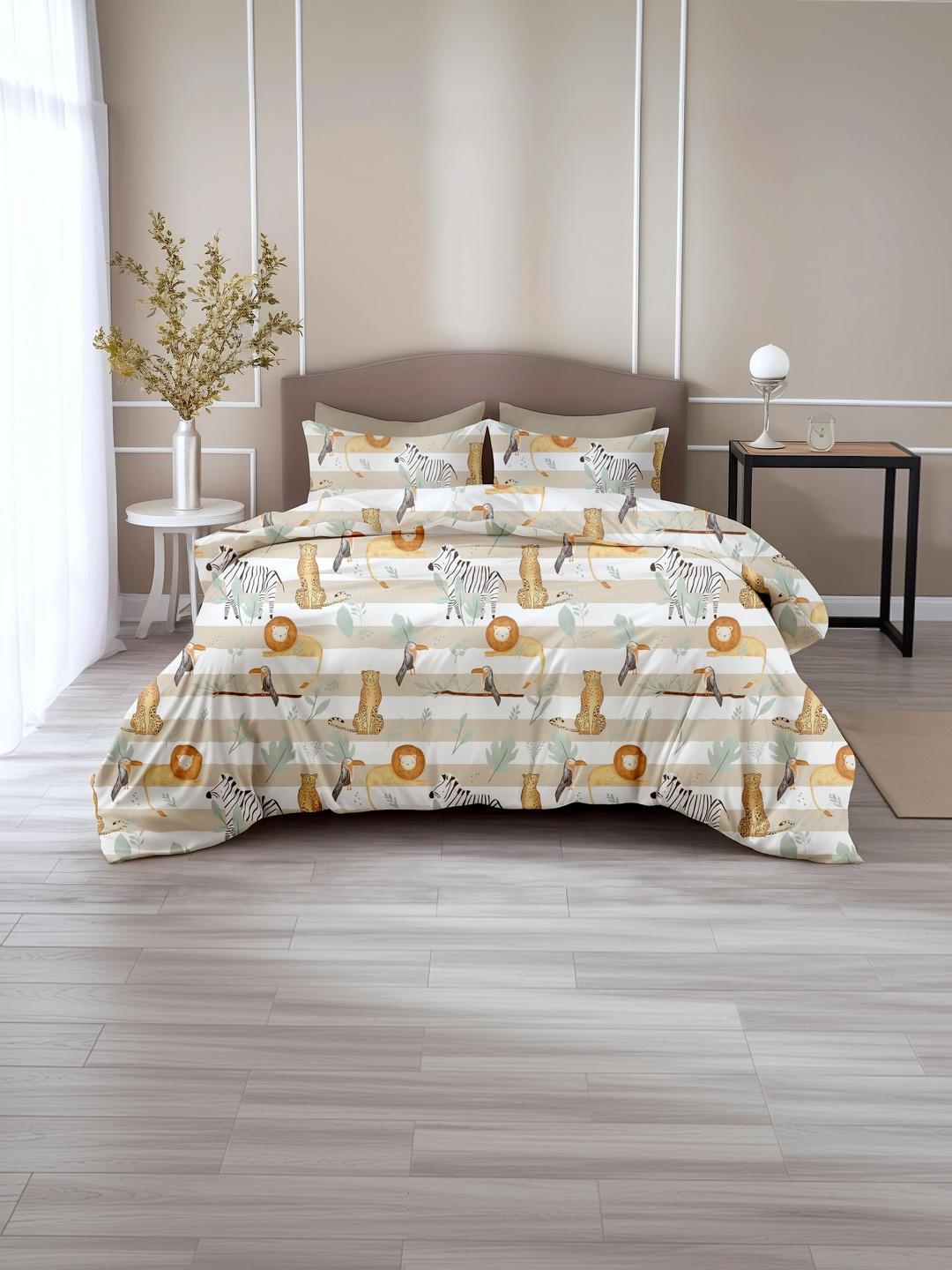 Buy LORETO White 144 TC Bedsheet With 2 Pillow Covers - Bedsheets for ...