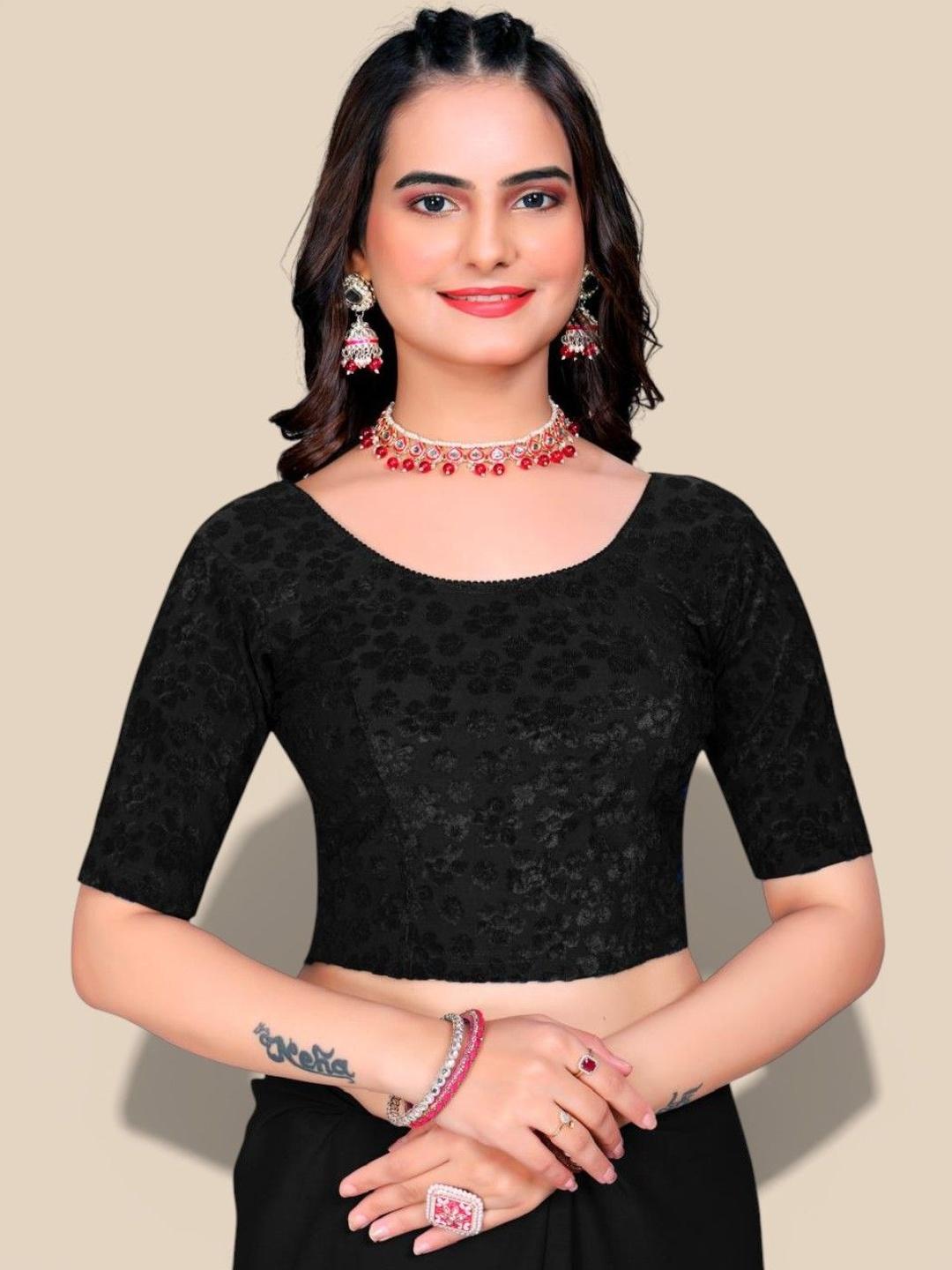Buy MISS WEARS Woven Design Round Neck Saree Blouse - Saree Blouse for ...