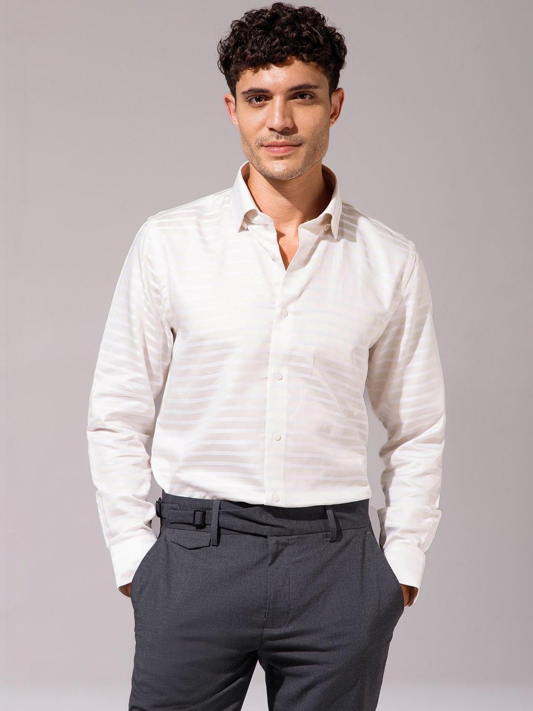 Buy BALANCED MAN Men Smart Slim Fit Horizontal Stripes Striped ...