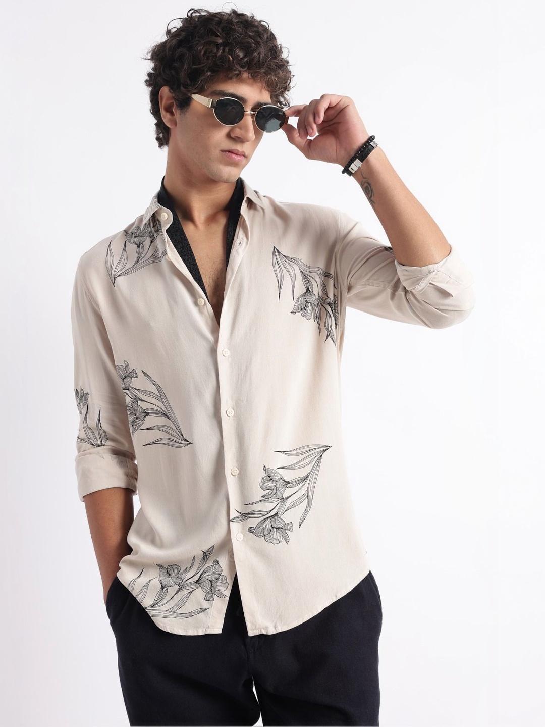 Buy Blu MNKY Men Classic Slim Fit Printed Casual Shirt - Shirts for Men ...