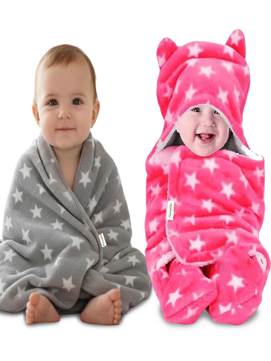 Buy OyO Baby Infants Kids Grey & Pink 2 Pieces Geometric Printed AC ...