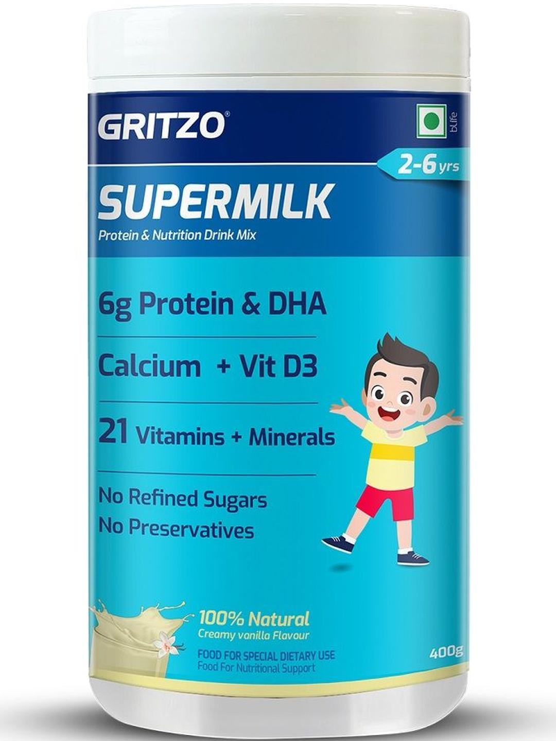 Buy Gritzo Kids Supermilk Overall Growth 400 G Creamy Vanilla ...