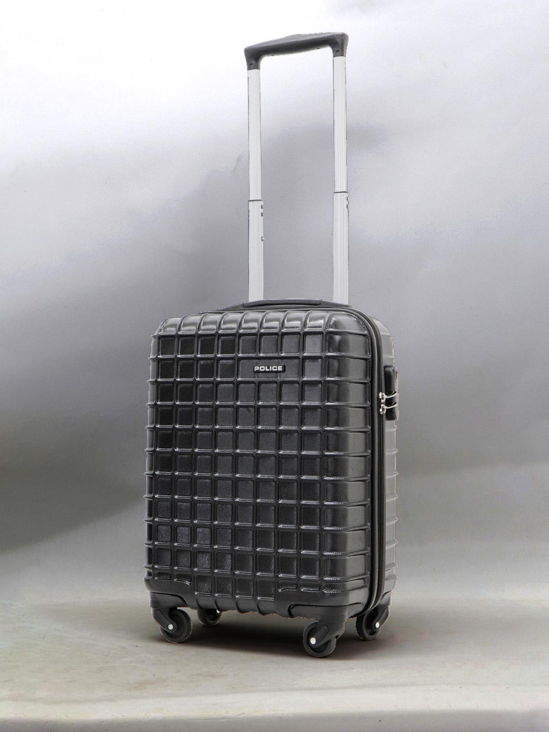 Buy Police Textured Cabin Suitcase Trolley Bag 40L - Trolley Bag for ...