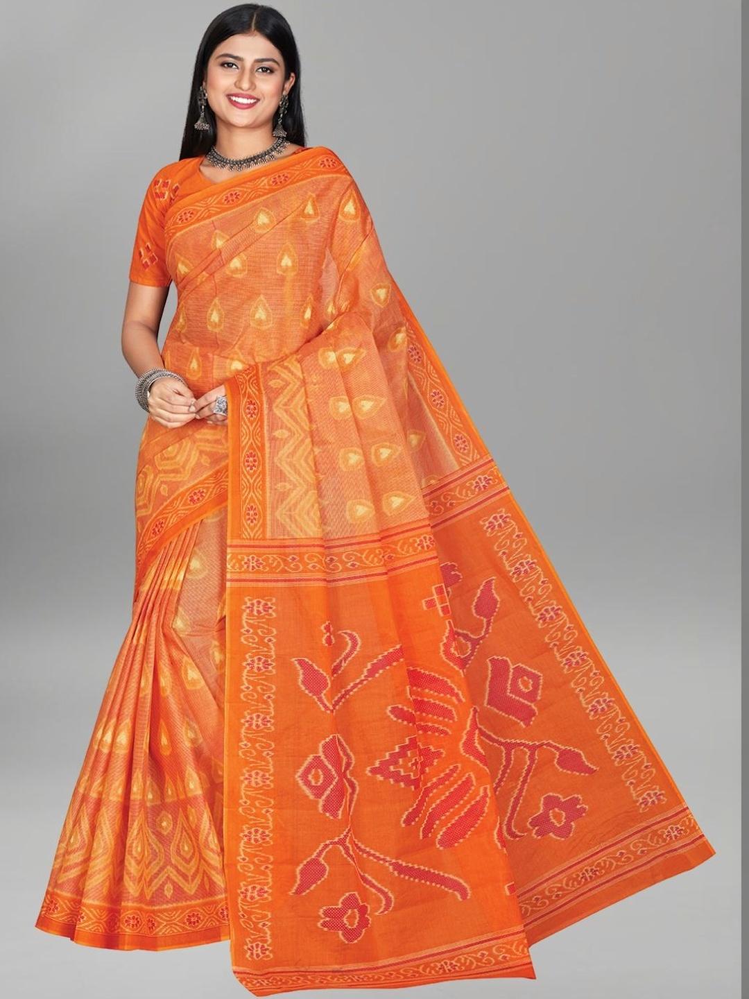 Buy Rani Saahiba Ethnic Motifs Pure Cotton Handloom Block Print Saree ...