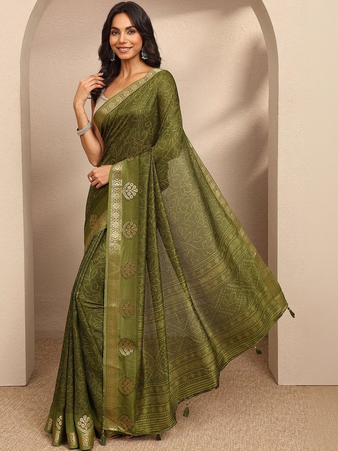 Buy Libas Woven Design Zari Silk Blend Handloom Saree - Sarees for ...