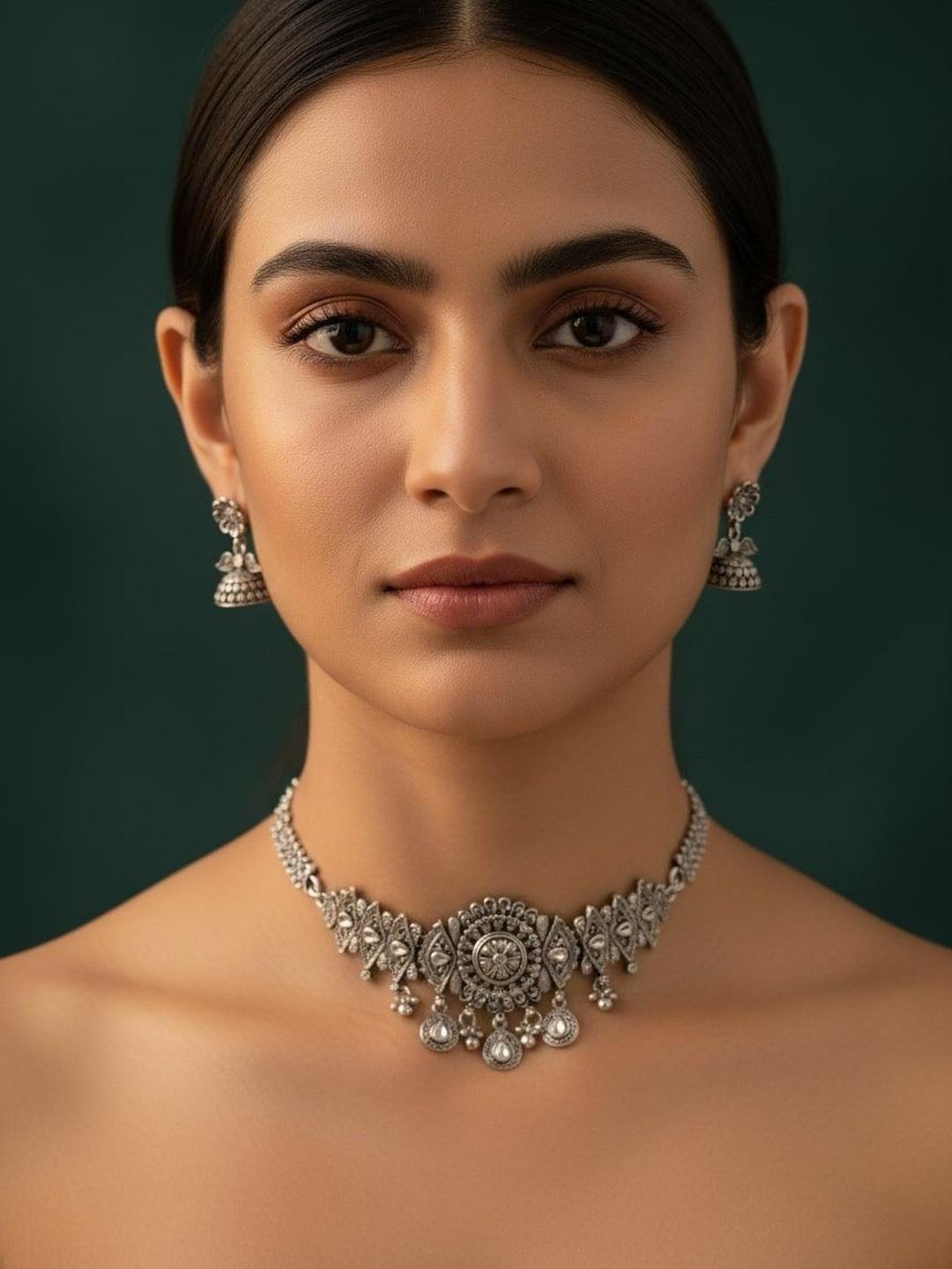 Buy DURATI Silver Plated Oxidised Necklace - Necklace And Chains for ...