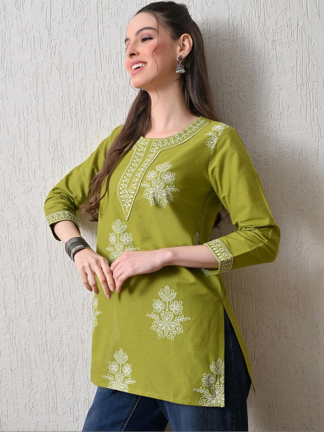 Buy BKApparels Ethnic Motifs Embroidered Chikankari Pure Cotton ...