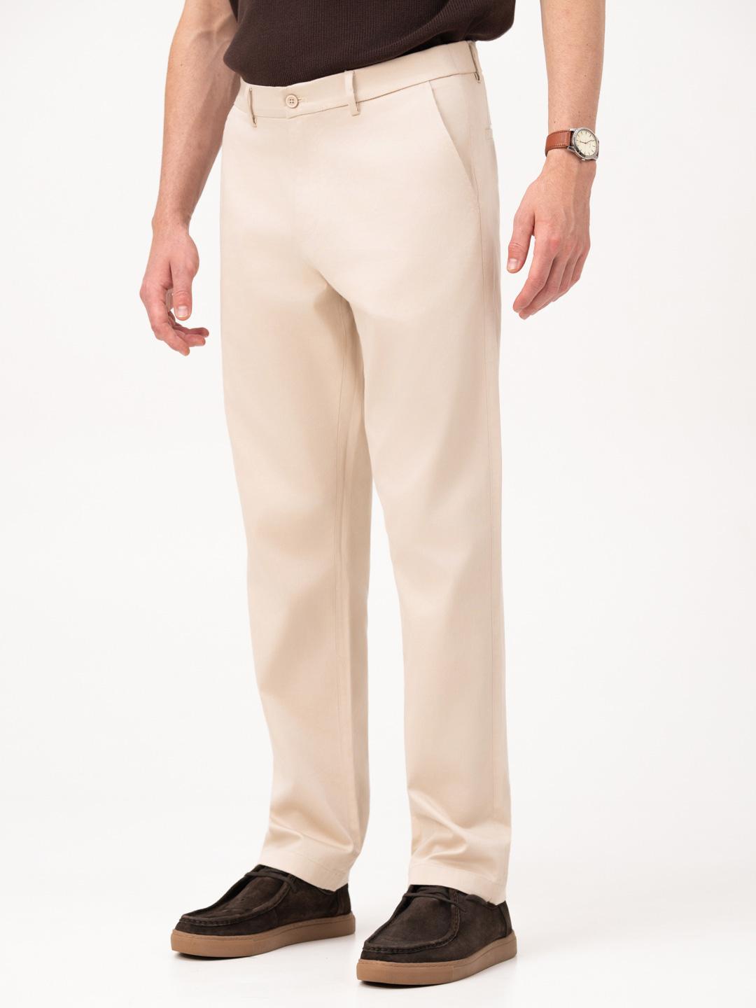Buy The Pant Project Men Cream Relaxed Fit Spill Proof Finish ...