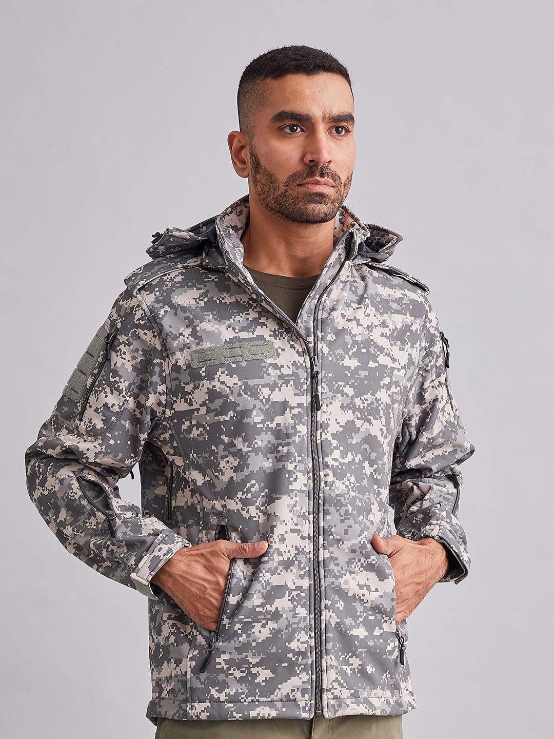 Buy MOUNTMILLER Men's Digital Camouflage12 Zipper Soft Shell Dual ...