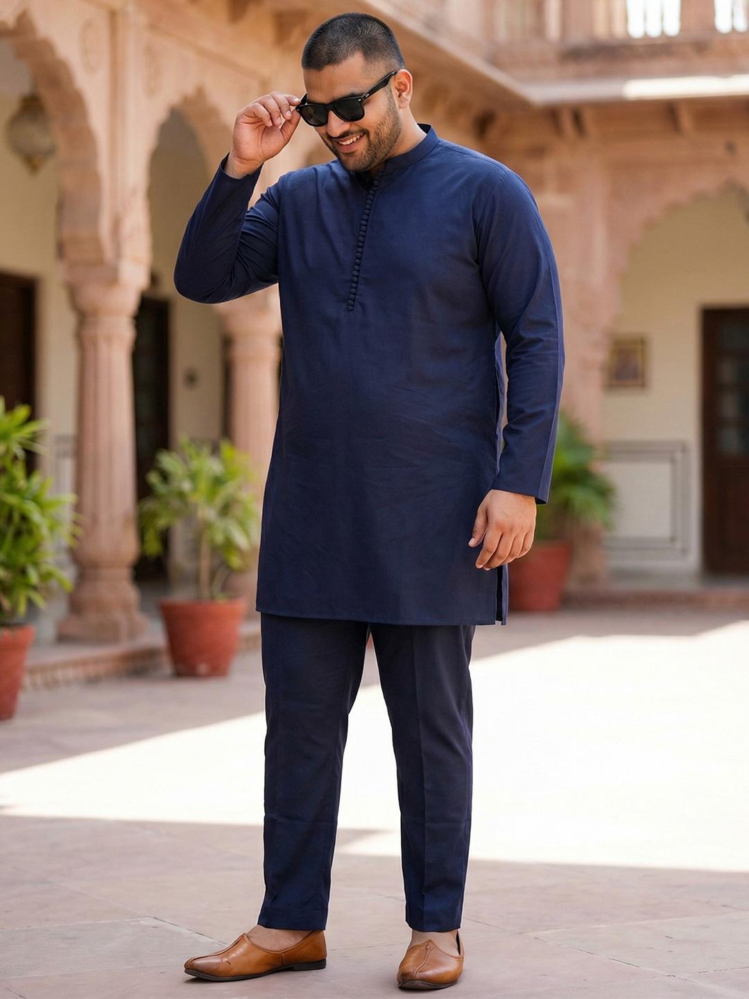 Buy KISAH Plus Size Men Solid Mid Kurta - Kurtas for Men 38558145 | Myntra