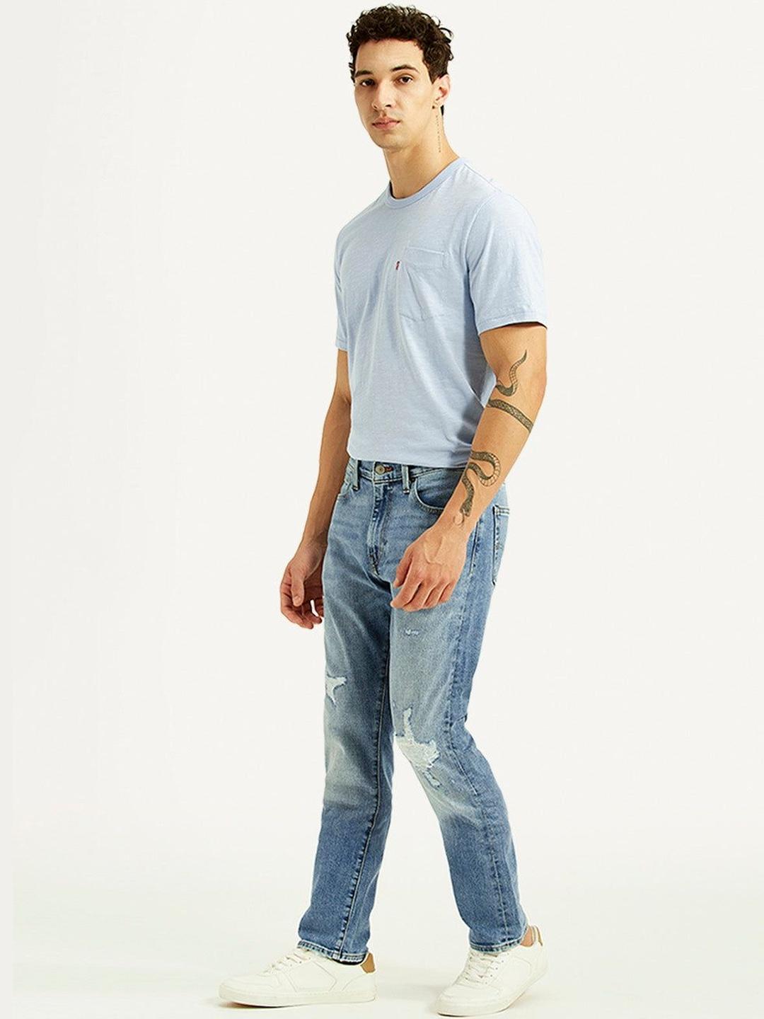 Buy Levis Men Slim Fit Mid Rise Mildly Distressed Light Fade ...
