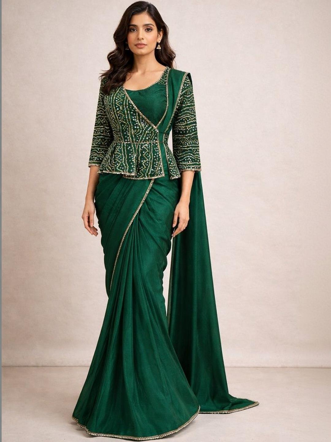 Buy NANCY DESIGNER Ethnic Motifs Sequinned Heavy Work Saree - Sarees ...