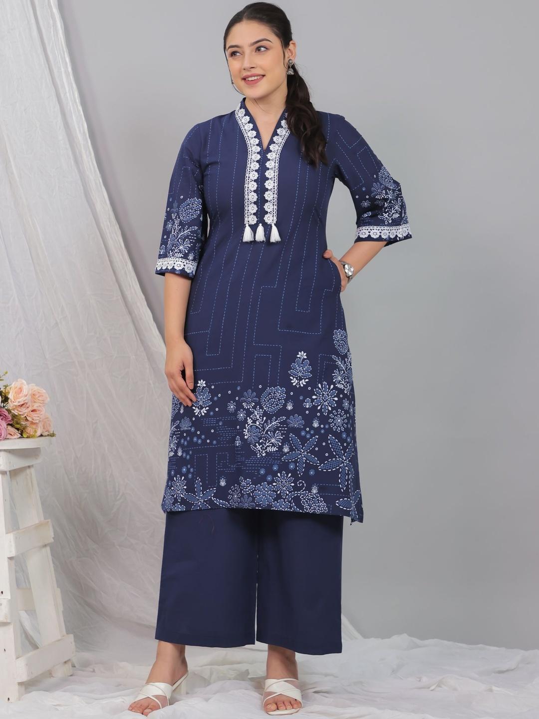 Buy Aramya Women Ethnic Motifs Printed Regular Thread Work Pure Cotton ...