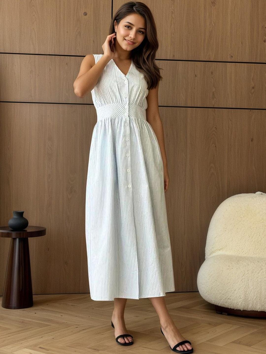Buy JC Mode Striped A Line Midi Dress - Dresses for Women 38971323 | Myntra