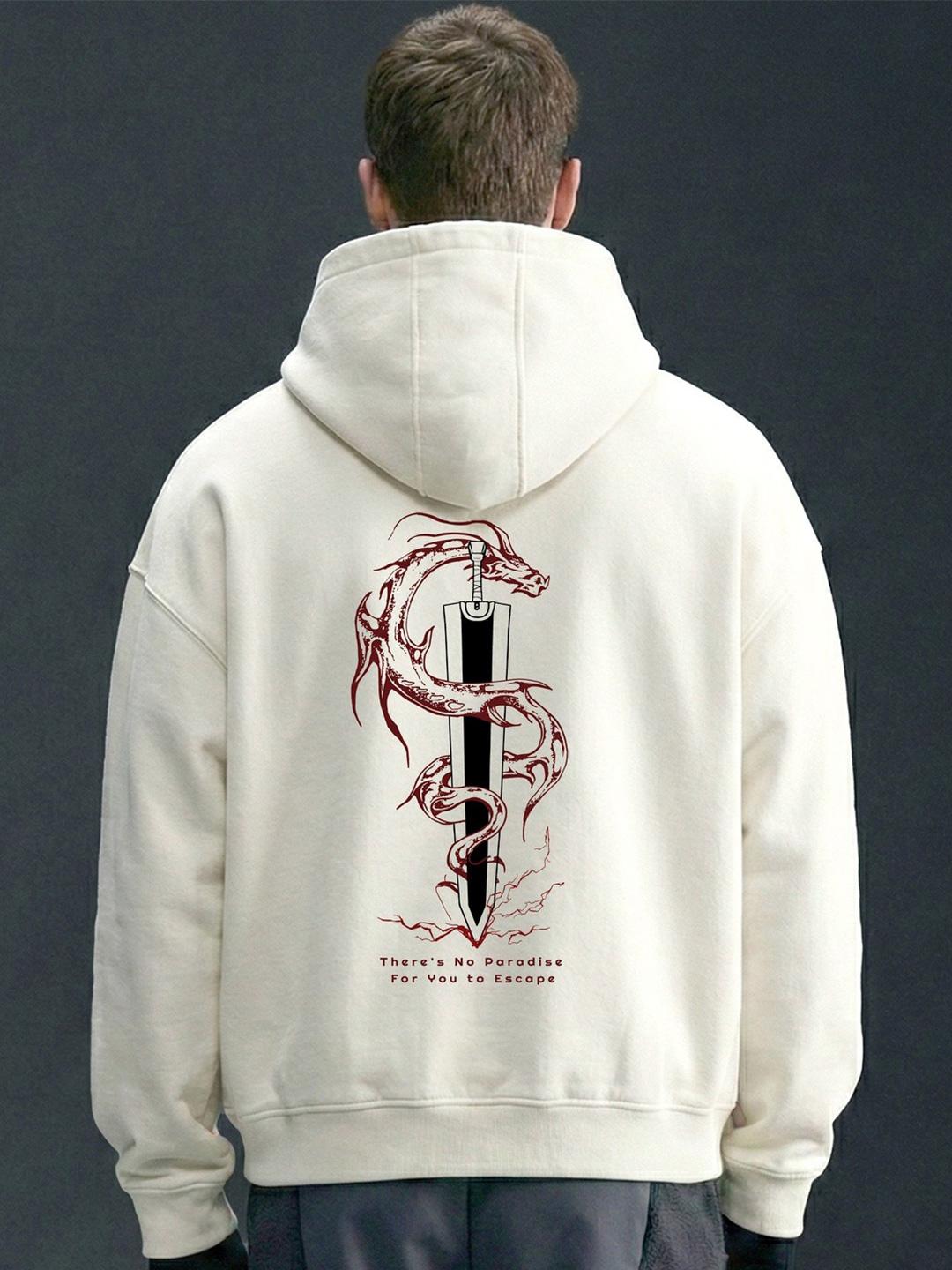 Buy WHITE HUSK Berserk Dragon Slayer Off White Anime Printed Cotton ...