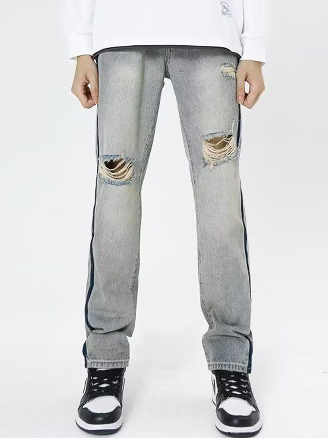 Buy StyleCast X Revolte Men Regular Fit Mid Rise Slash Knee Light Fade ...