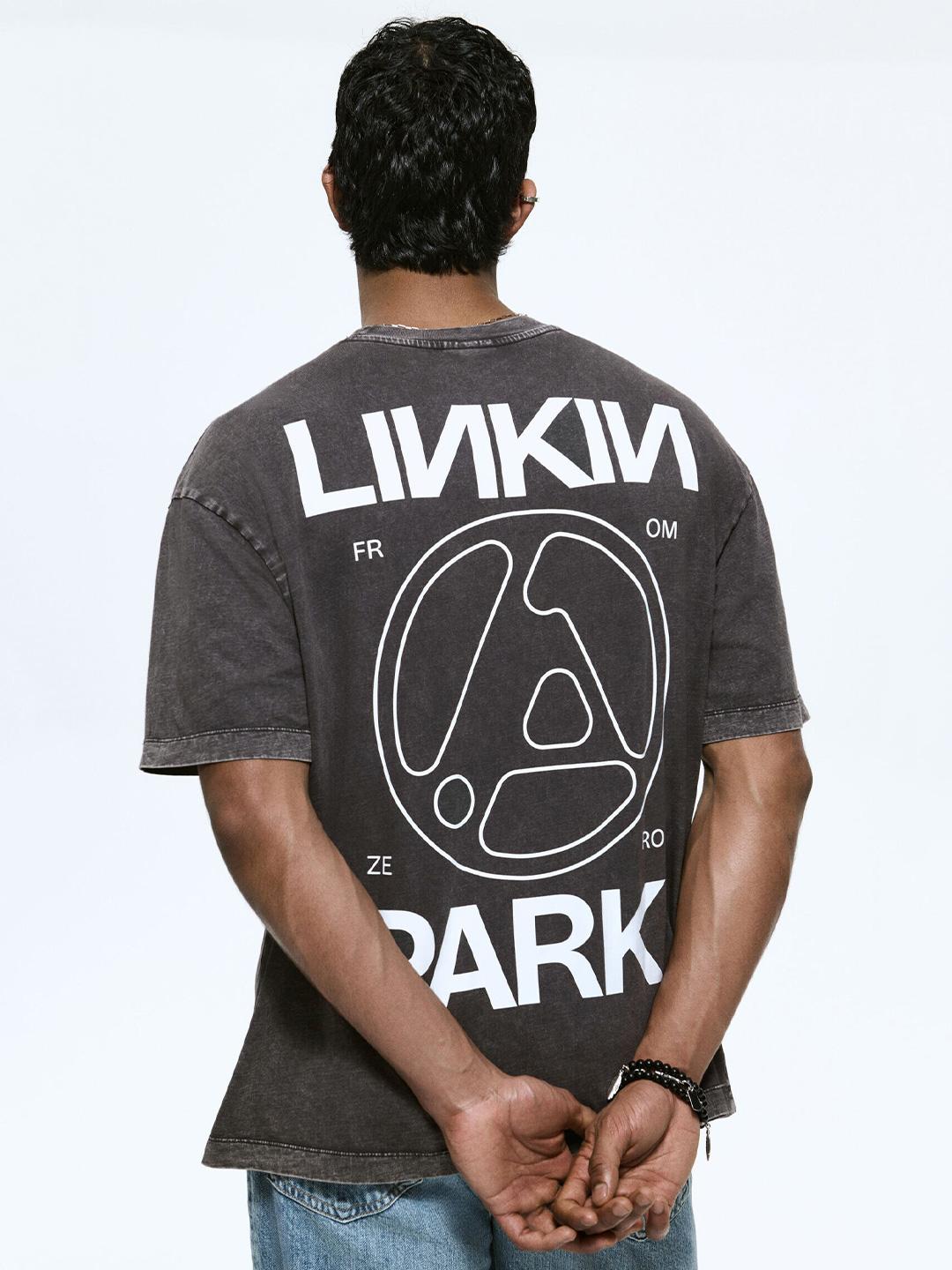 Buy H&M Lollapalooza Licensed Linkin Park Grey Cotton Oversized T Shirt ...