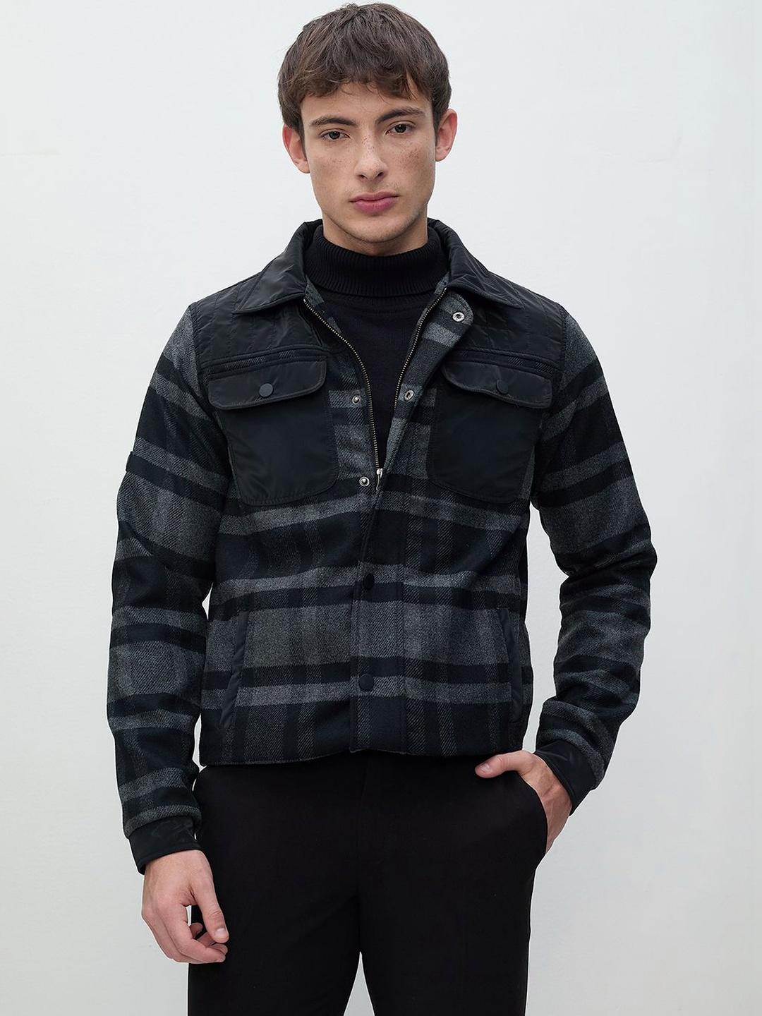 Buy Iconic Men Checked Varsity Jacket - Jackets for Men 39019298 | Myntra