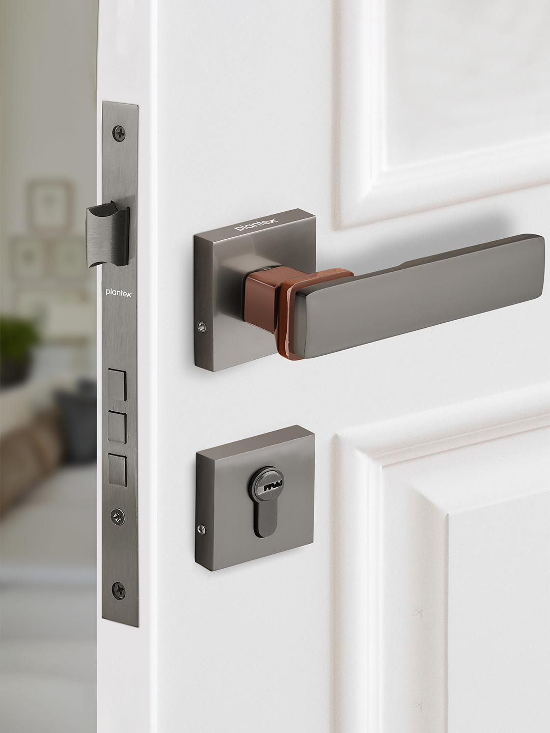 Buy Plantex Grey Mortis Handle Lock - Door Lock for Unisex 36654113 ...
