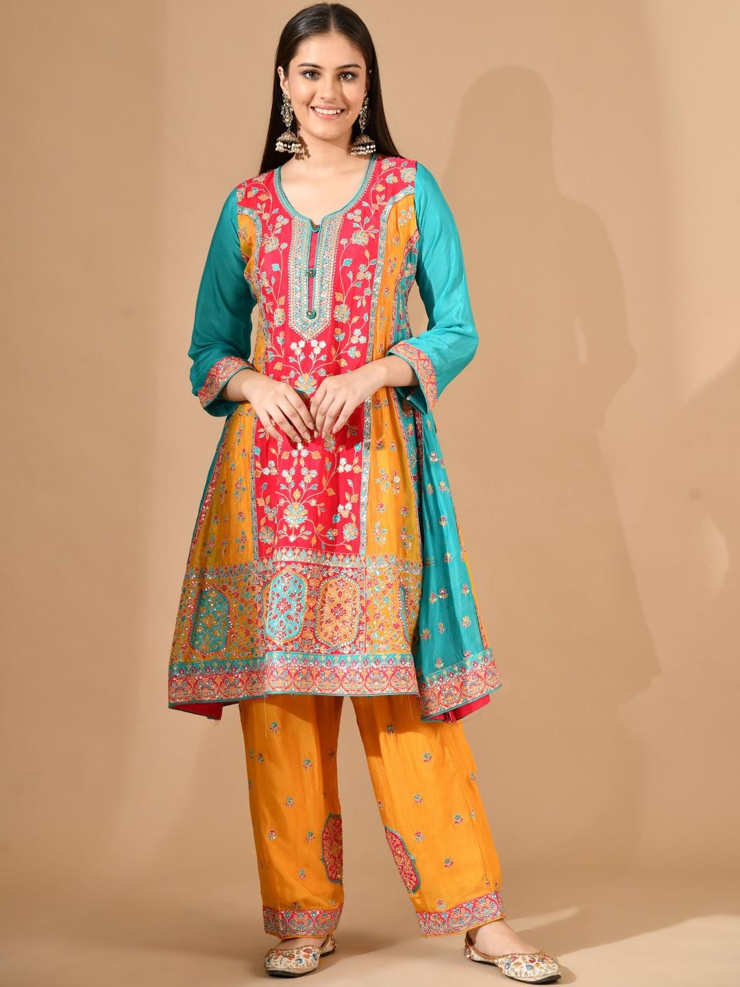 Buy ZARIKALI Women Ethnic Motifs Embroidered Panelled Thread Work Kurta ...