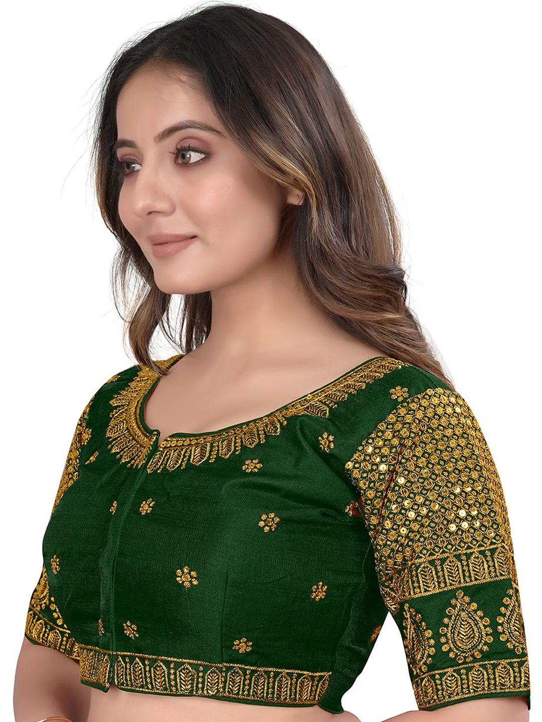 Buy Nigel Designer Embroidered Round Neck Short Sleeves Saree Blouse ...