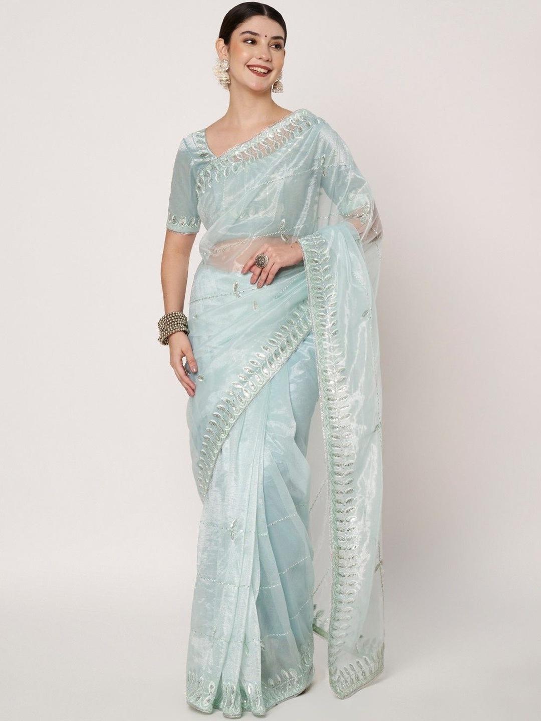Buy KLISHAA ART Women Woven Design Embroidered Organza Saree With ...