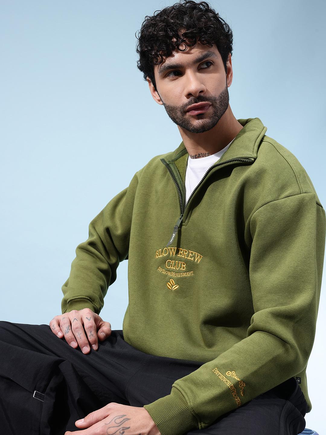 Buy Glitchez Typography Applique Detail Mock Collar Drop Shoulder ...