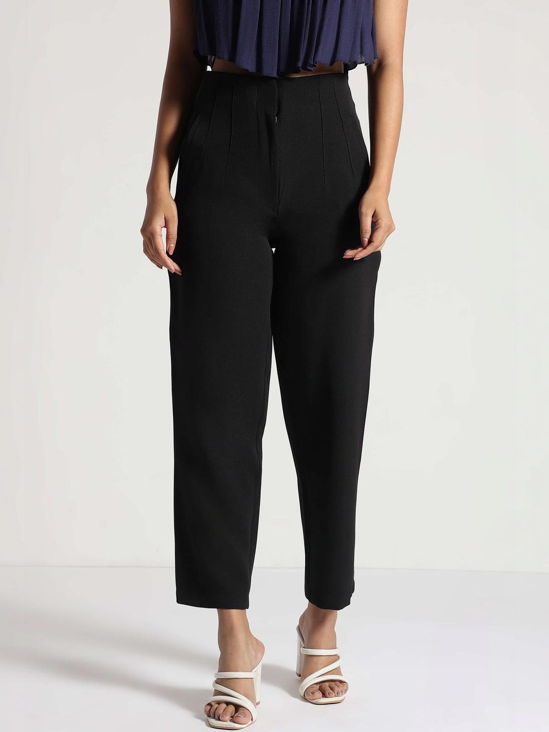 Buy SINO STAR ENTERPRISE Women Classic High Rise Pleated Trousers ...