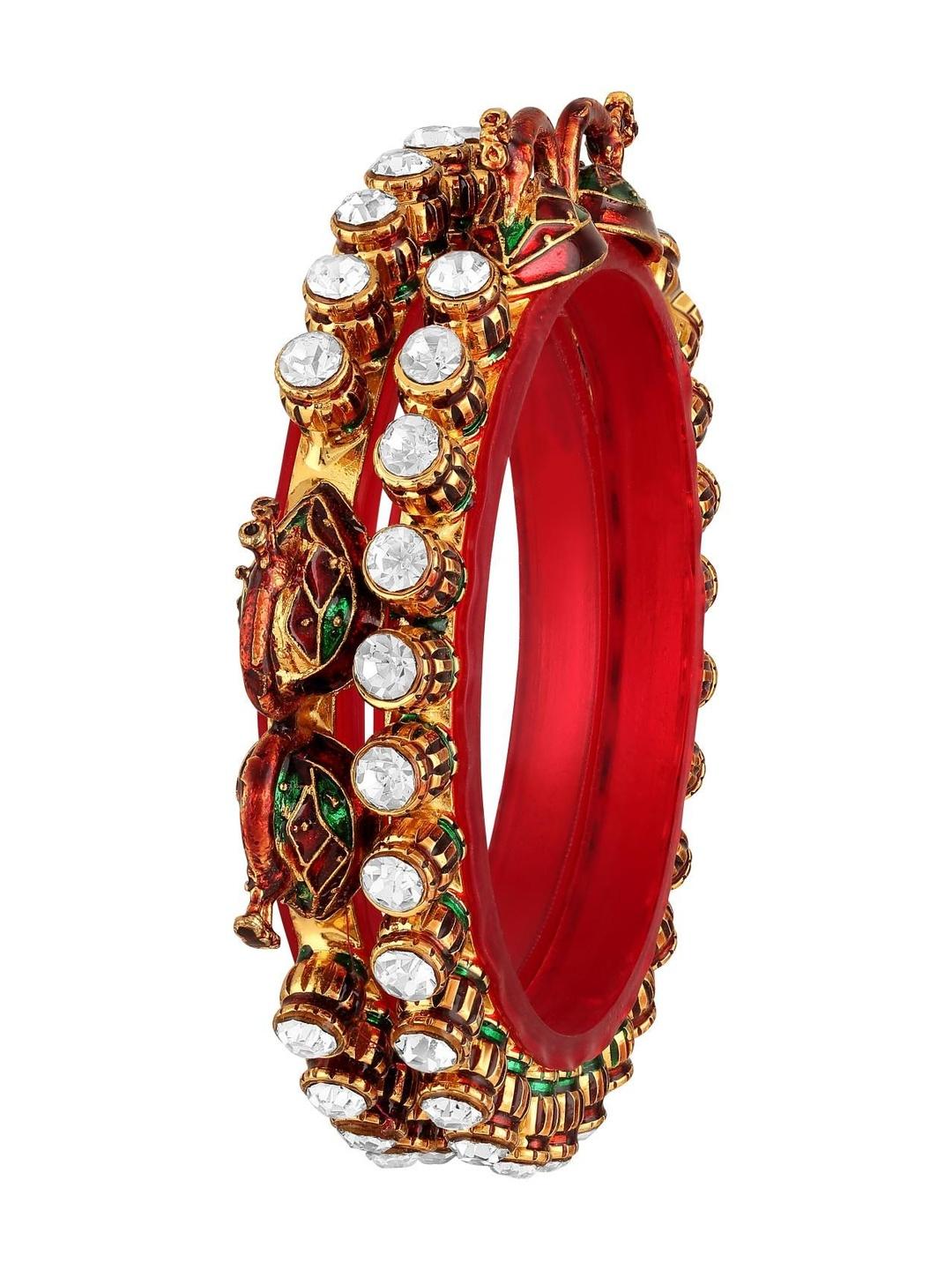 Buy SZN Set Of 2 Gold Plated Stones Studded Bangle - Bangle for Women ...