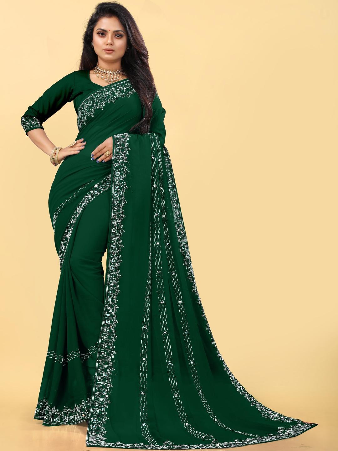 Buy MAN PRIYA TRENDZ Embellished Mirror Work Pure Georgette Heavy Work ...