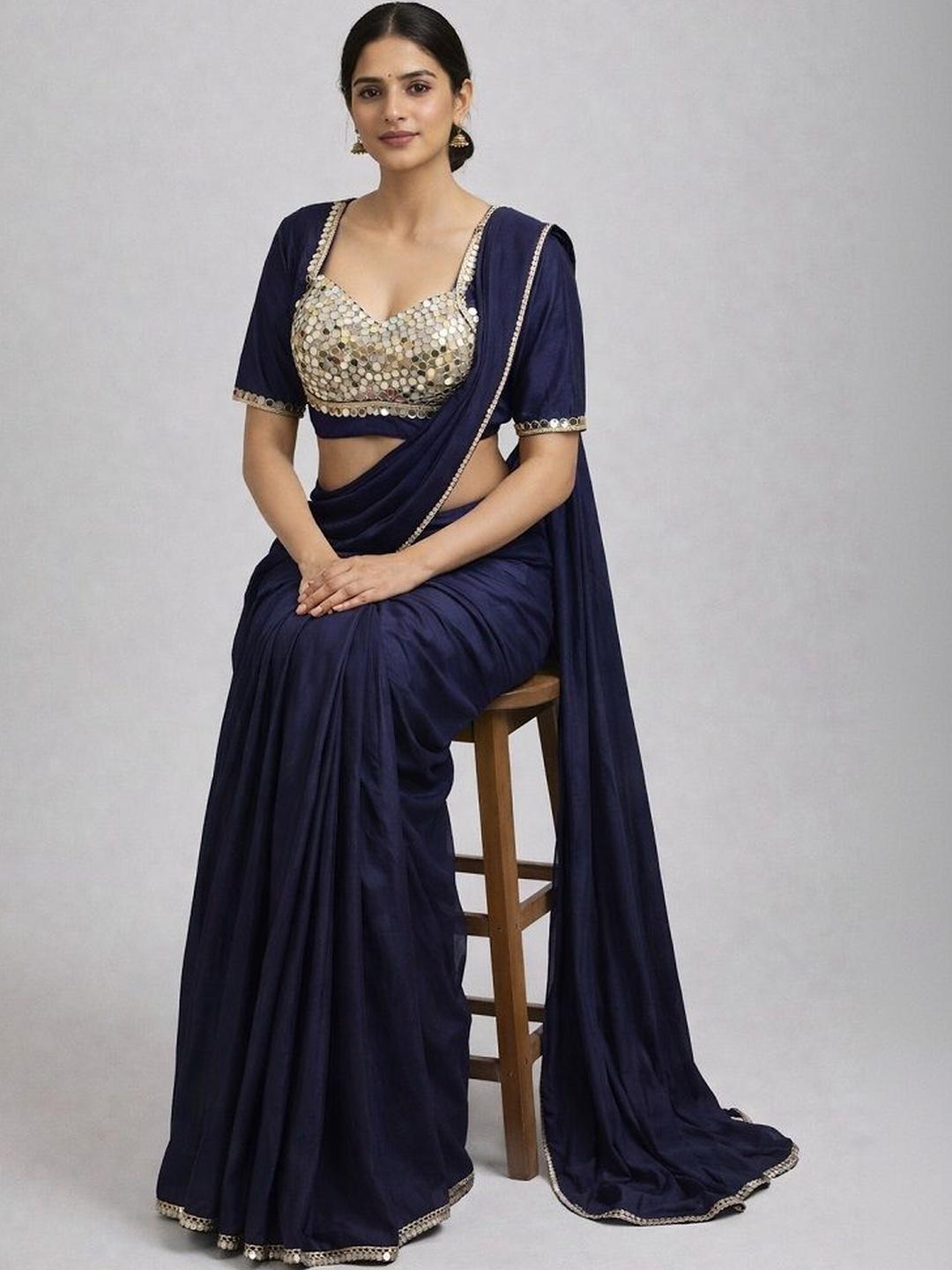 Buy NANCY DESIGNER Embellished Mirror Work Heavy Work Saree - Sarees ...