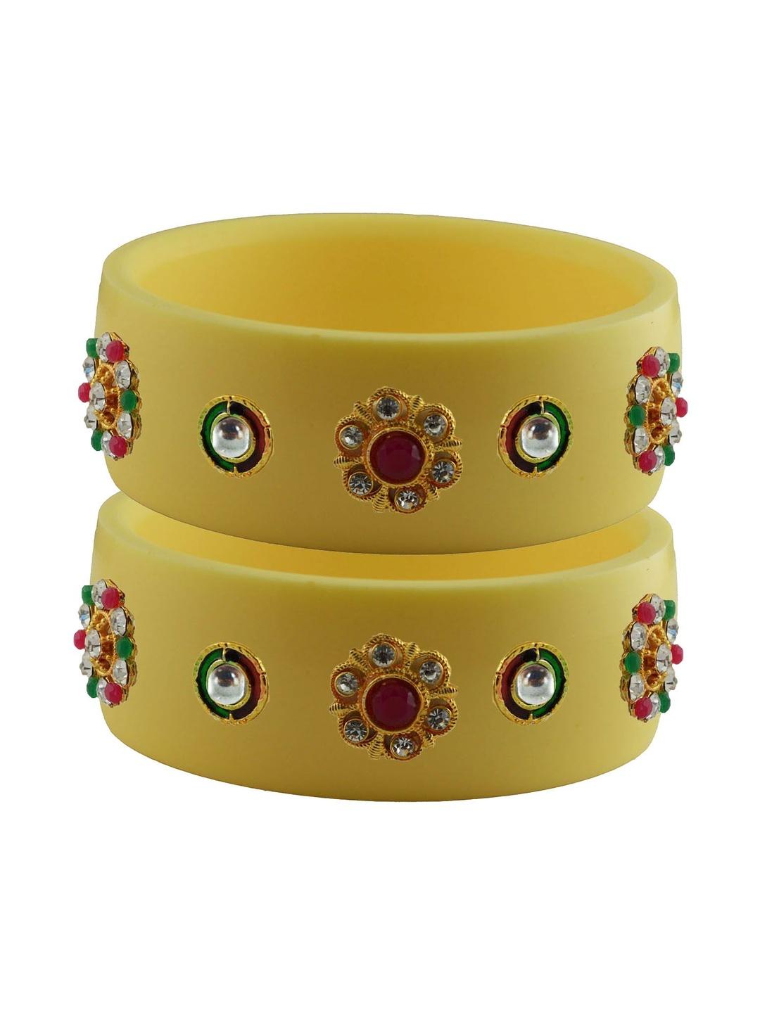Buy Vidhya Kangan Cream Stone Stud Acrylic Extra Large Bangle - Bangle ...