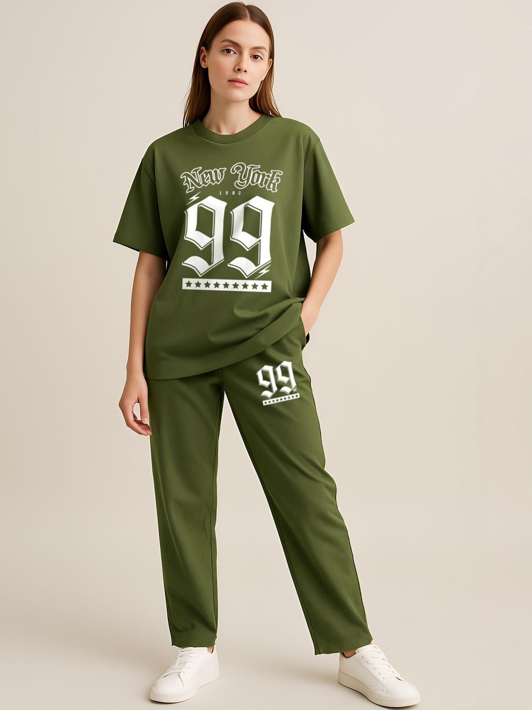 Buy My Swag Printed Round Neck T Shirt & Trousers Co Ords - Co Ords for ...